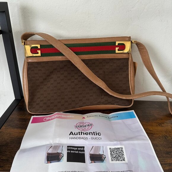 Gucci | Bags | Authentic Gucci Sherry Line Brown Canvas Shoulder Bag ...